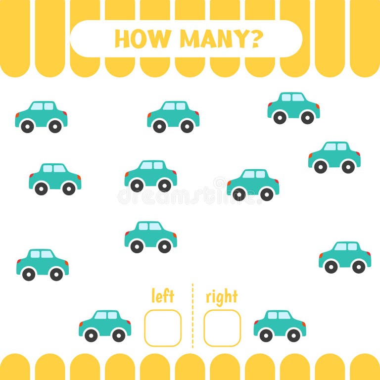 Count Cars. Educational Worksheet with Learning Left and Write Stock ...