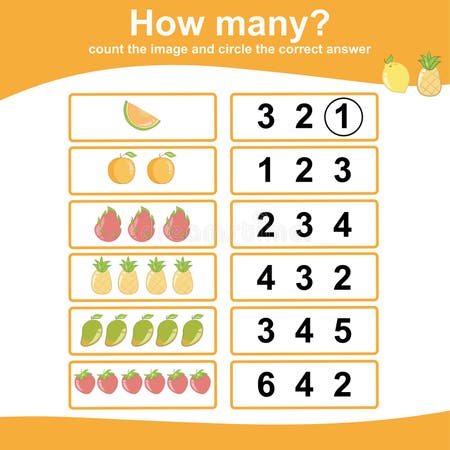 Count and Circle the Correct Number. Basic Math Worksheet for Kids with ...