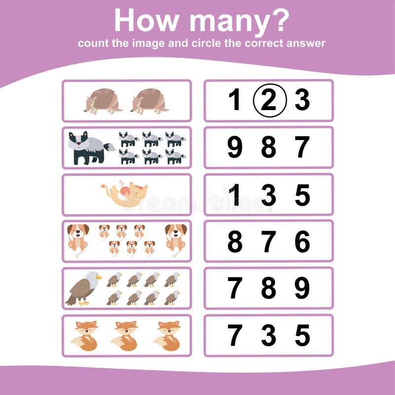 Count and Circle Answer for Children. Printable Mathematic Worksheet ...