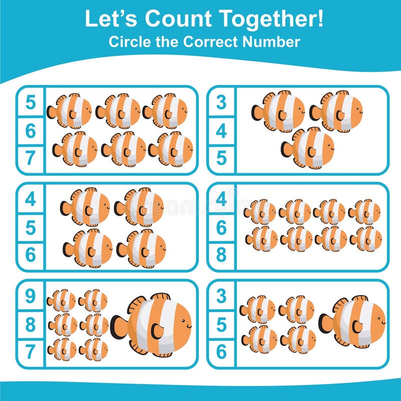 Let’s Counting the Clownfish Together and Circle the Correct Number on ...