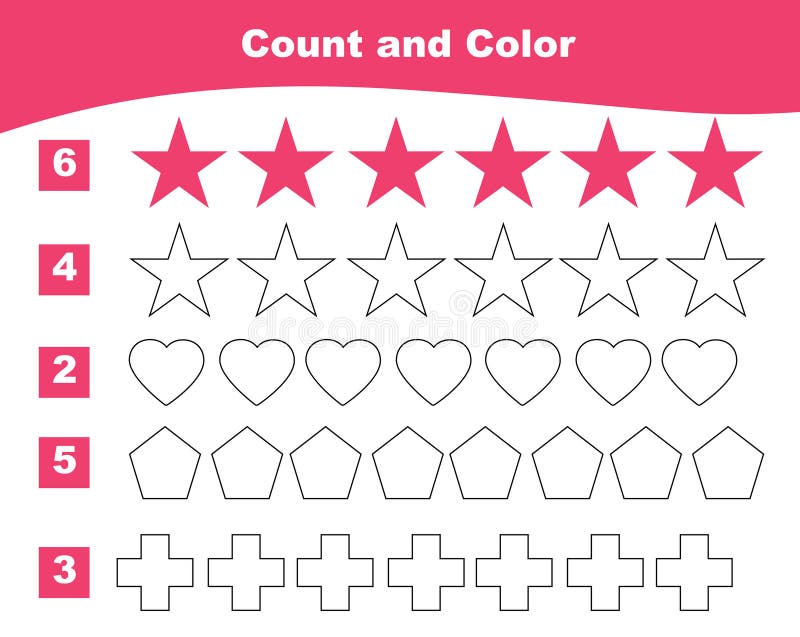 Count and Color Worksheet for Children Stock Vector - Illustration of ... Count and Color Worksheet for Children Stock Vector - Illustration of ...