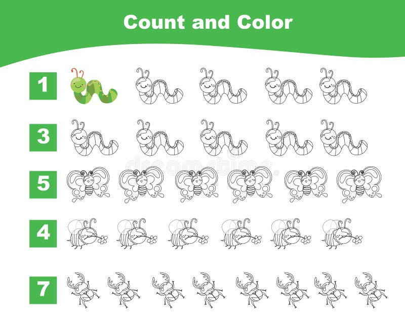 Count and Color worksheet stock vector. Illustration of playing - 249349994
