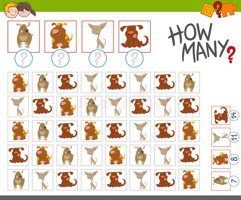 Count the dogs activity stock vector. Illustration of test - 90804116