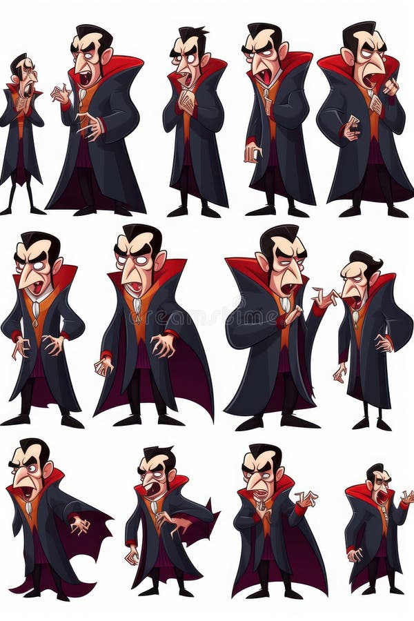 Count Dracula Cartoon Set. Halloween Illustration. Stock Illustration ...