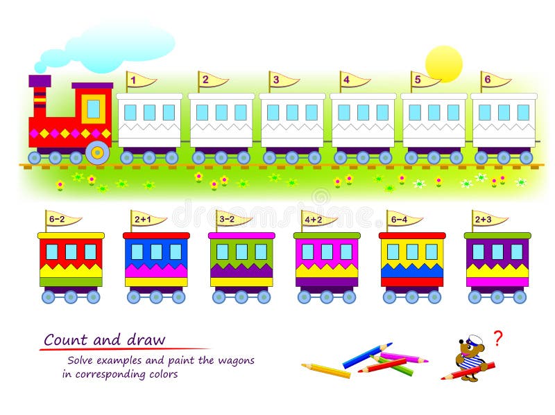 Count and Draw. Math Education for Children. Solve Examples and Paint ...