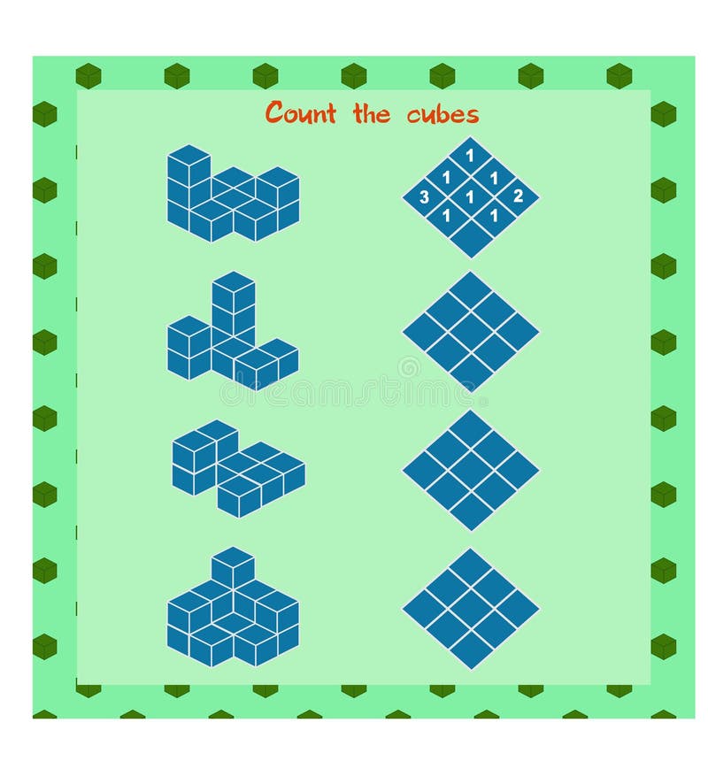 Count how many cubes stock vector. Illustration of logic - 193345482