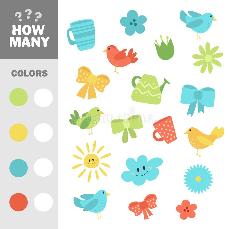 Count How Many Items with Color. Vector Educational Game Stock Vector ...