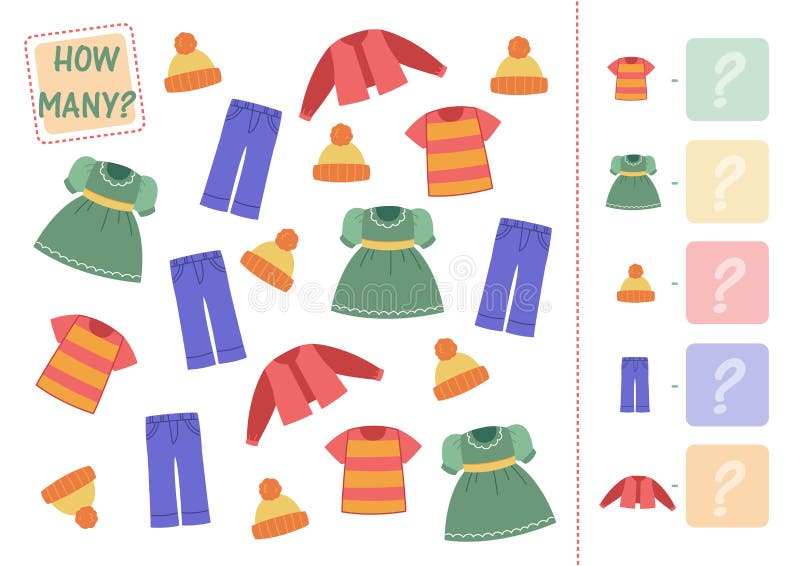 Clothes and Body Parts Matching Game for Kids. Join Each Picture Stock ...