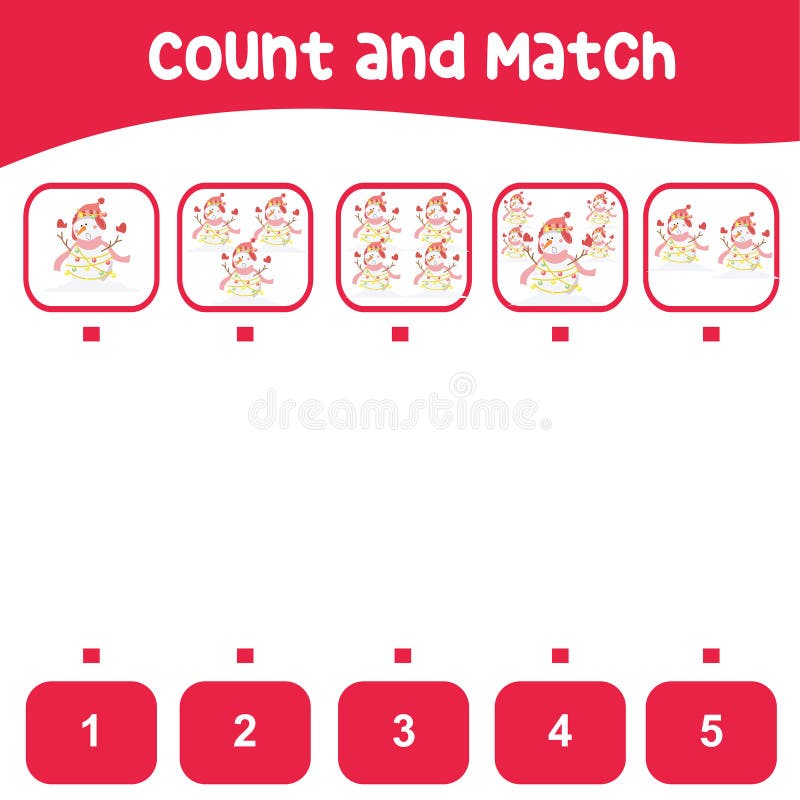Count and Match the Snowman Tangled with the Christmas Lights Image ...
