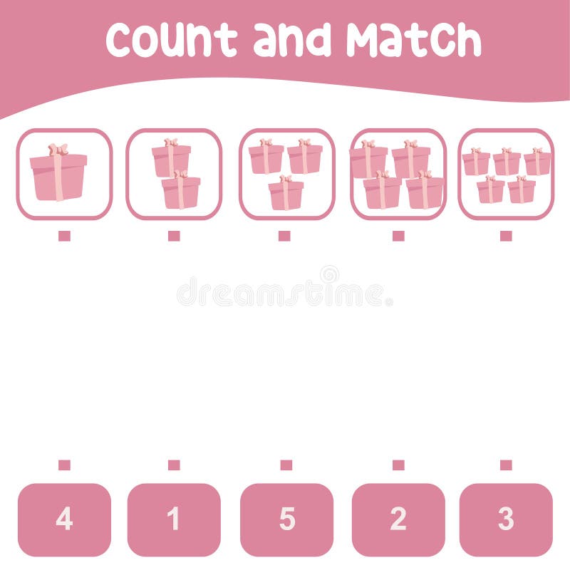 Count and Match the Christmas Present Boxes Images with the Number ...