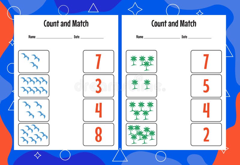 Count and Match Worksheet for Kids. Count and Match with the Correct ...