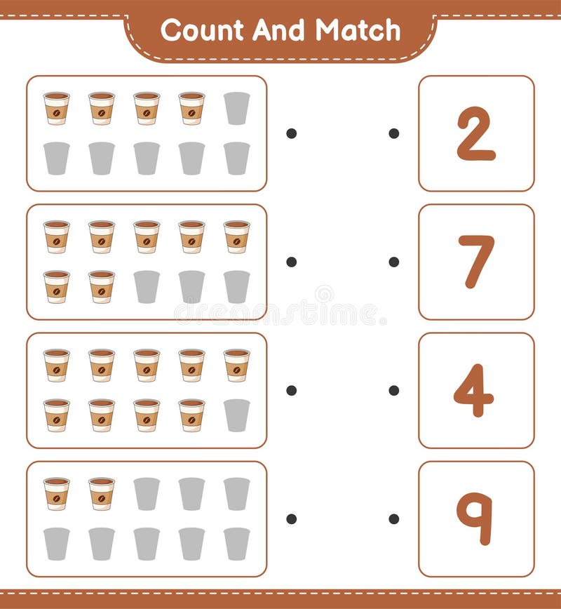 Count and Match, Count the Number of Coffee Cup and Match with the ...