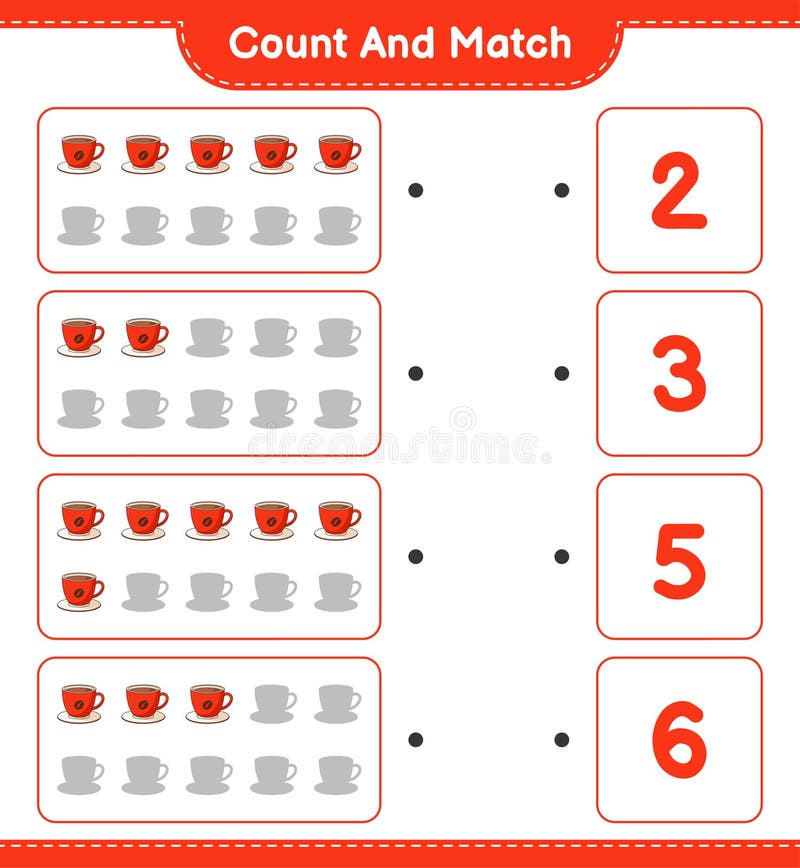 Count and Match, Count the Number of Coffee Cup and Match with the ...