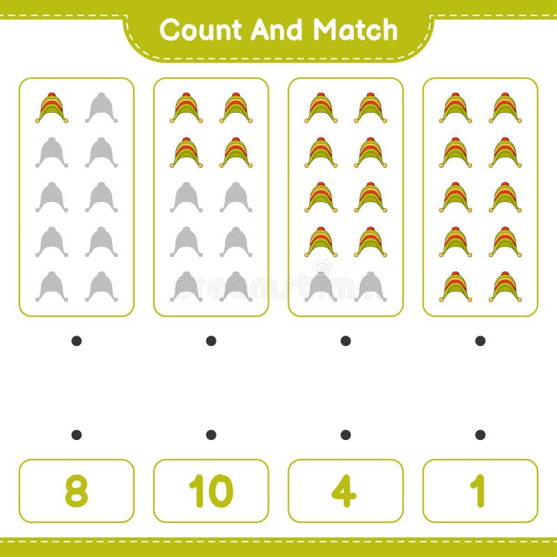 Count and Match, Count the Number of Hat and Match with the Right ...