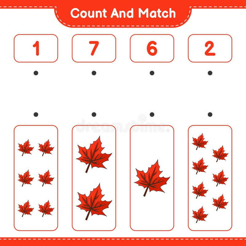 Count and Match, Count the Number of Maple Leaf and Match with the ...