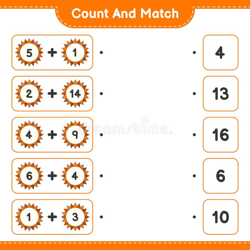 Count and Match, Count the Number of Sun and Match with the Right ...
