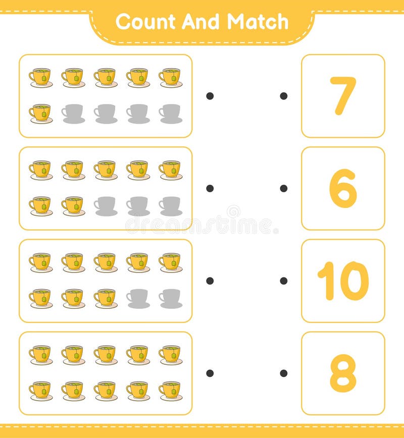 Count and Match, Count the Number of Tea Cup and Match with the Right ...
