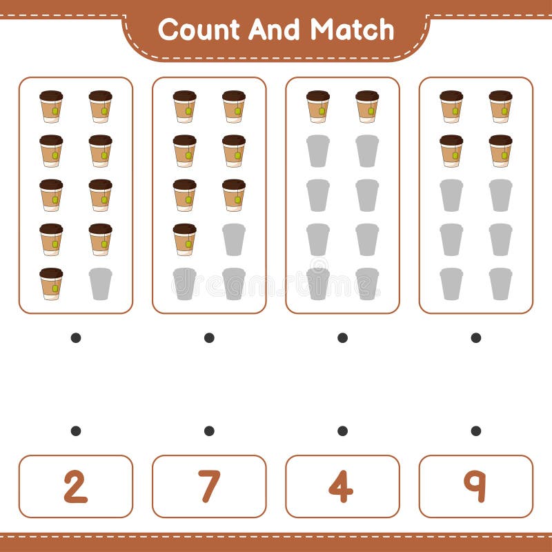 Count and Match, Count the Number of Tea Cup and Match with the Right ...