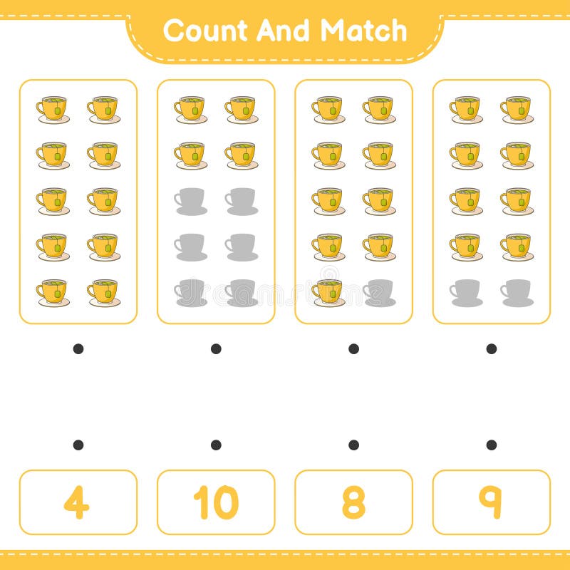 Count and Match, Count the Number of Tea Cup and Match with the Right ...