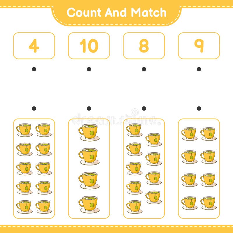Count and Match, Count the Number of Tea Cup and Match with the Right ...