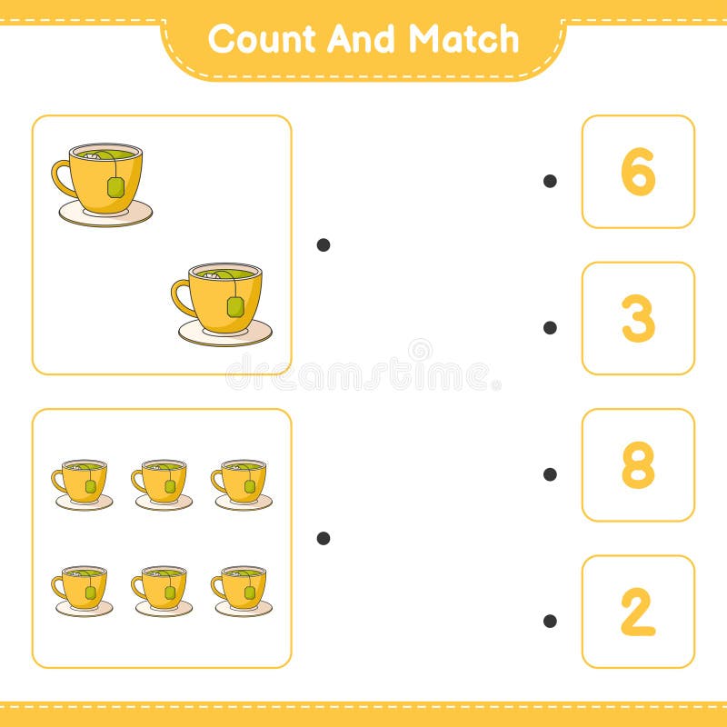 Count and Match, Count the Number of Tea Cup and Match with the Right ...
