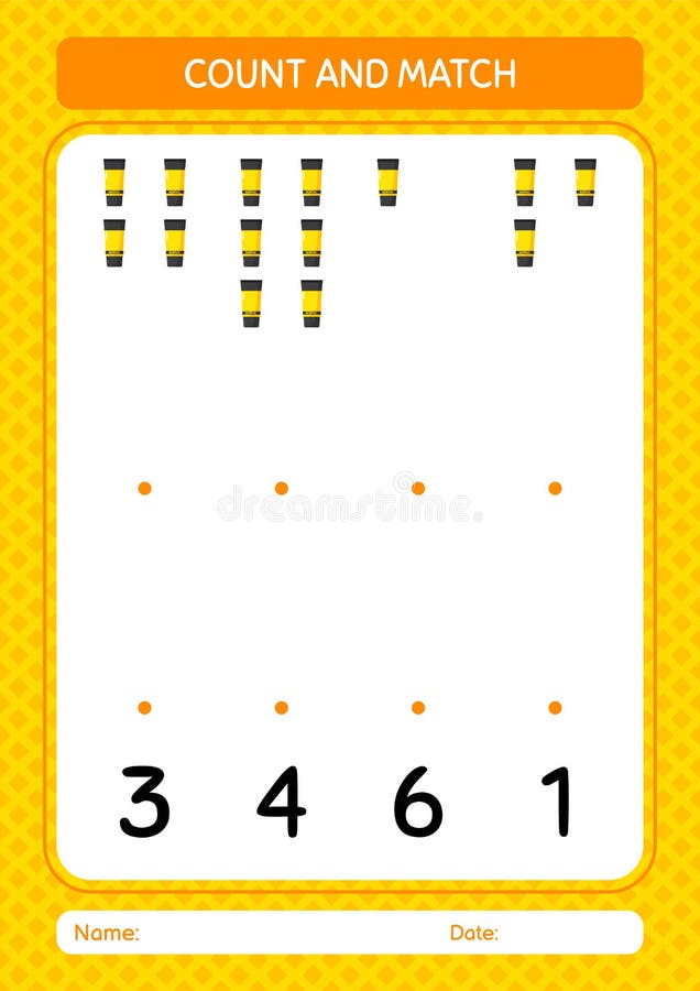 Count and Match Game with Acrylic Paint. Worksheet for Preschool Kids ...