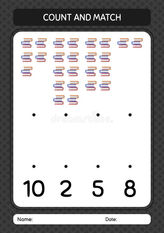 Count and Match Game with Book. Worksheet for Preschool Kids, Kids ...