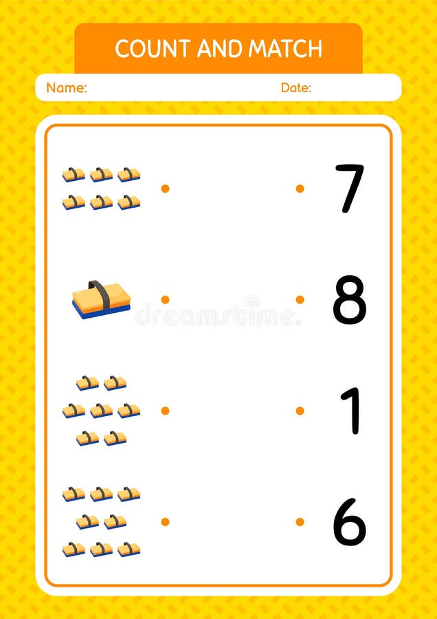 Count and Match Game with Chalkboard Eraser. Worksheet for Preschool ...