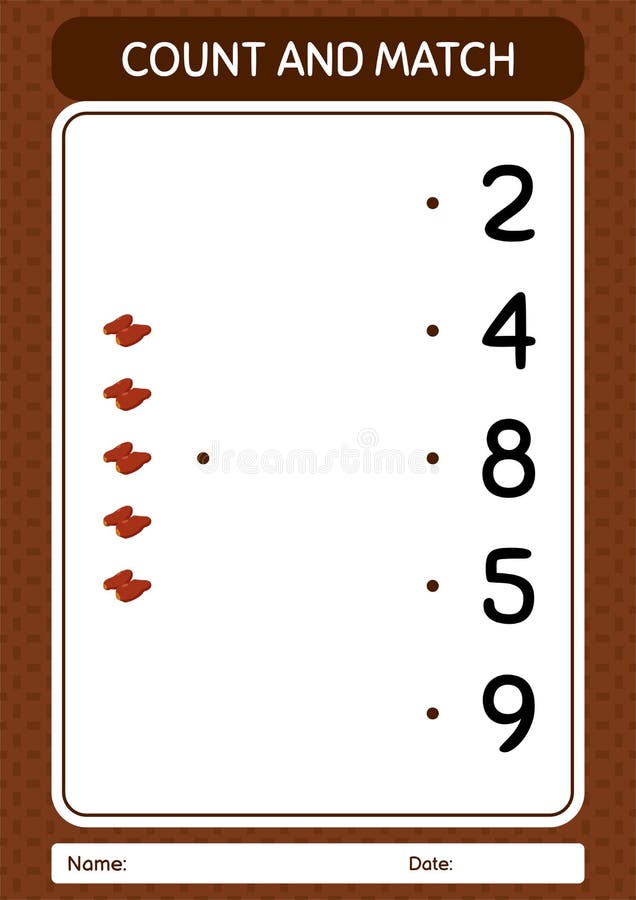 Count and Match Game with Dates Fruit. Worksheet for Preschool Kids ...