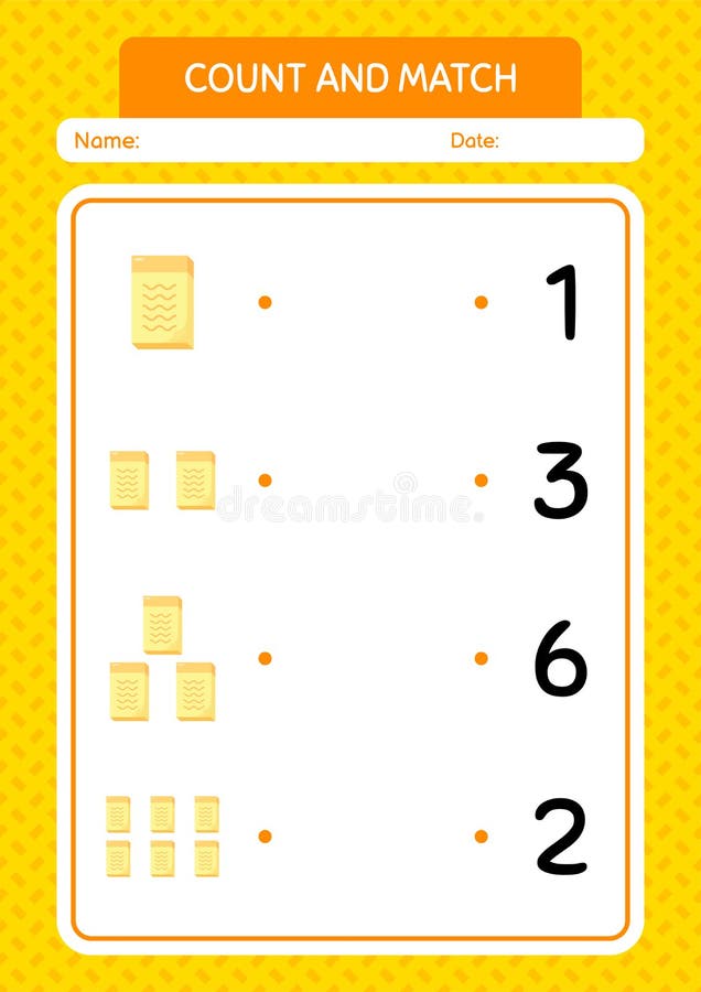 Count and Match Game with Note. Worksheet for Preschool Kids, Kids ...