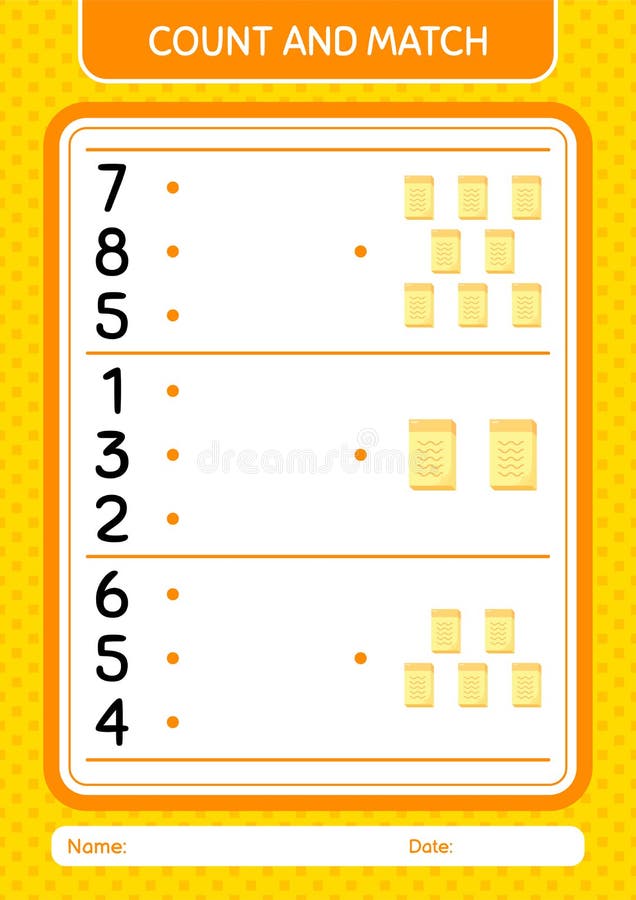 Count and Match Game with Note. Worksheet for Preschool Kids, Kids ...