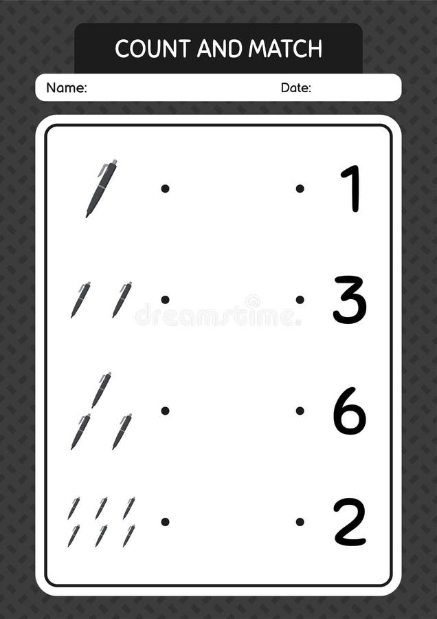 Count and Match Game with Note. Worksheet for Preschool Kids, Kids ...