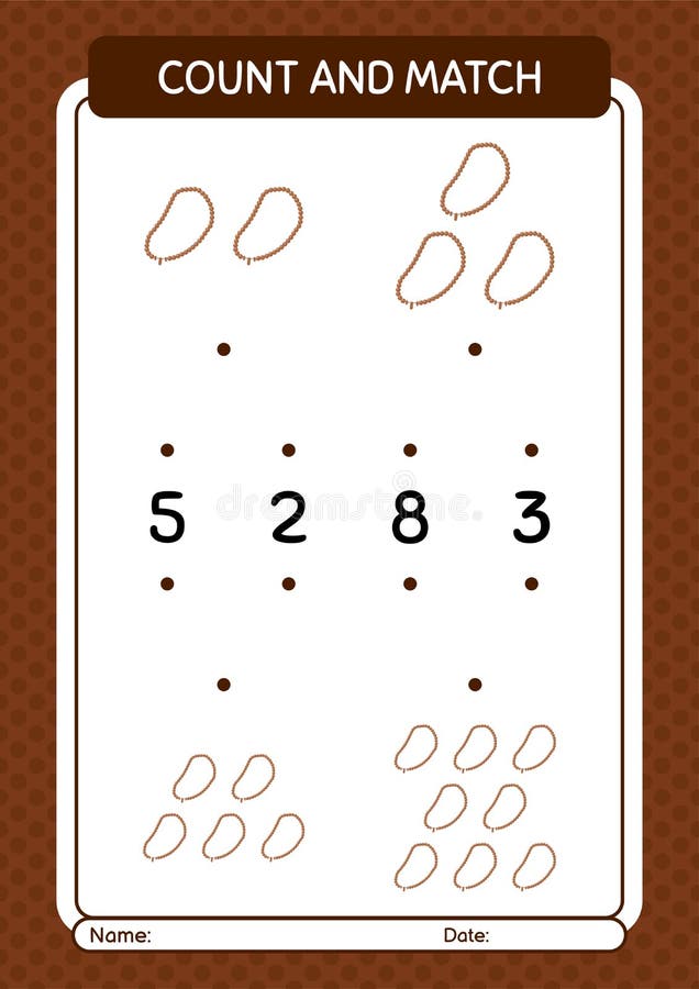 Count and Match Game with Prayer Beads. Worksheet for Preschool Kids ...
