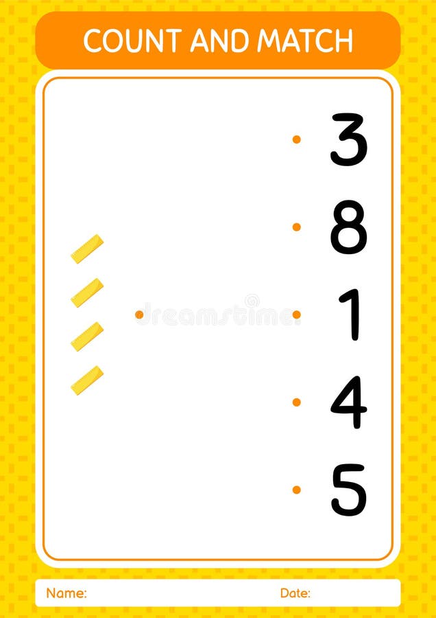 Count and Match Game with Ruler. Worksheet for Preschool Kids, Kids ...