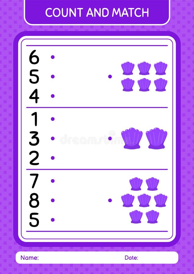 Count and Match Game with Shells. Worksheet for Preschool Kids, Kids ...