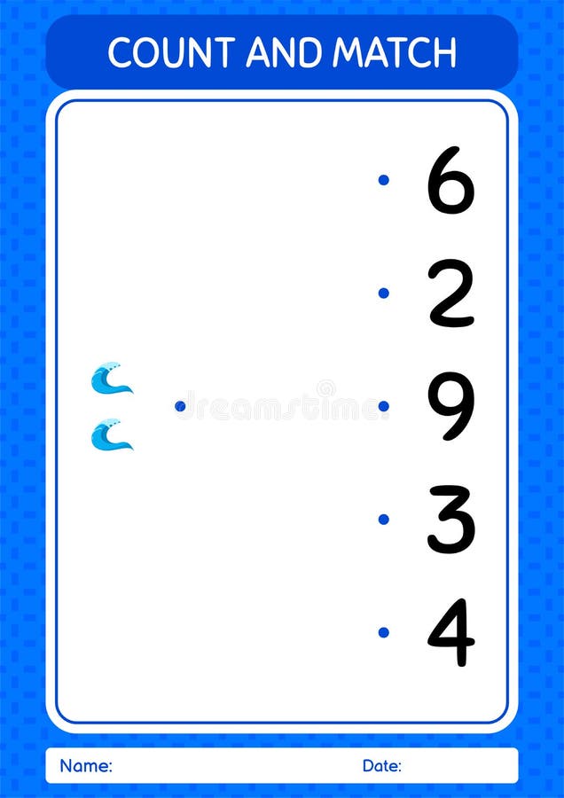 Count and Match Game with Waves. Worksheet for Preschool Kids, Kids ...