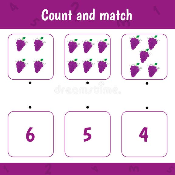 Count and match. Grape stock vector. Illustration of educational ...