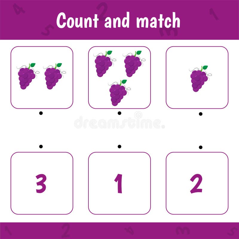 Count and match. Grape stock vector. Illustration of mathematical ...