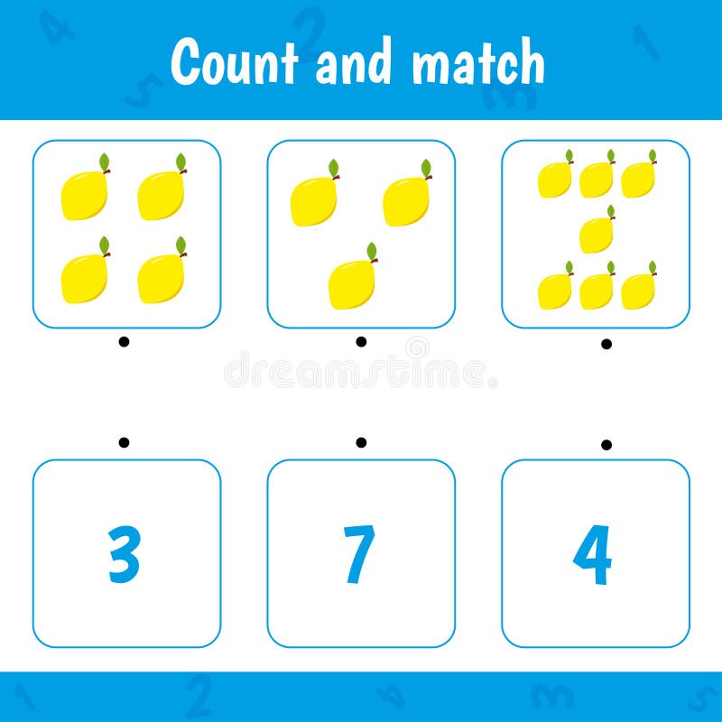 Count and Match. Math Activity Game for Kids Stock Vector ...