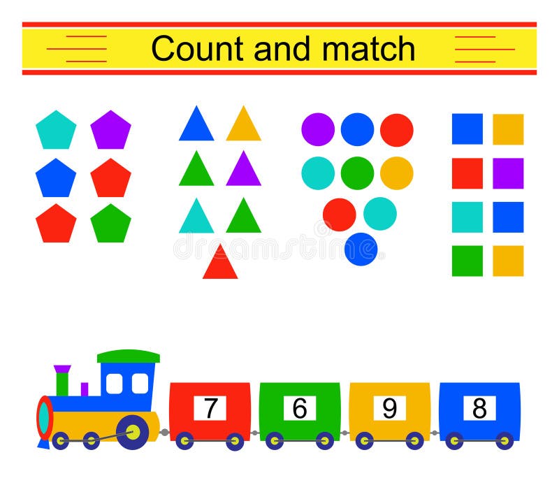 Math Problem for Children. Count and Match. Number Range Up To 10 Stock ...