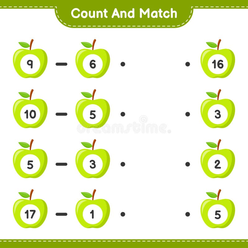 Count and Match, Count the Number of Apple and Match with Right Numbers ...