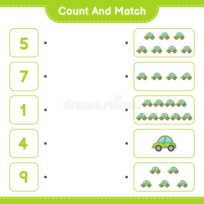 Count and Match, Count the Number of Car and Match with the Right ...
