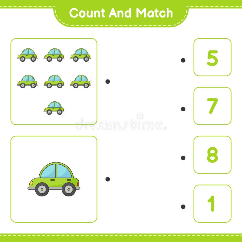 Count and Match, Count the Number of Car and Match with the Right ...