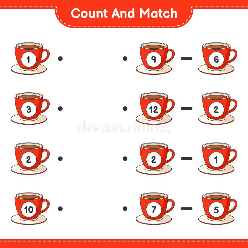 Count and Match, Count the Number of Coffee Cup and Match with the ...