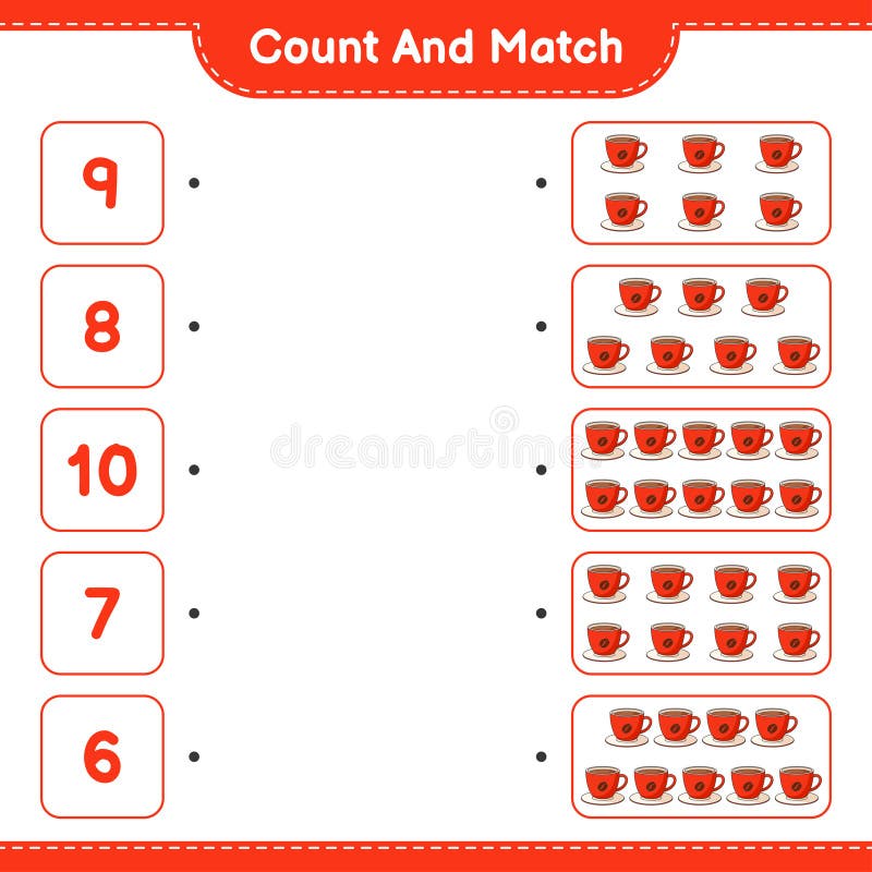 Count and Match, Count the Number of Coffee Cup and Match with the ...
