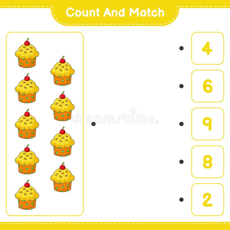 Count and Match, Count the Number of Cup Cake and Match with the Right ...