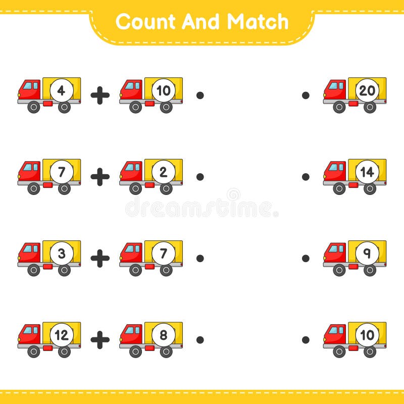 Match Number Shadow 4 Sheet - Worksheet for Education Stock Vector ...