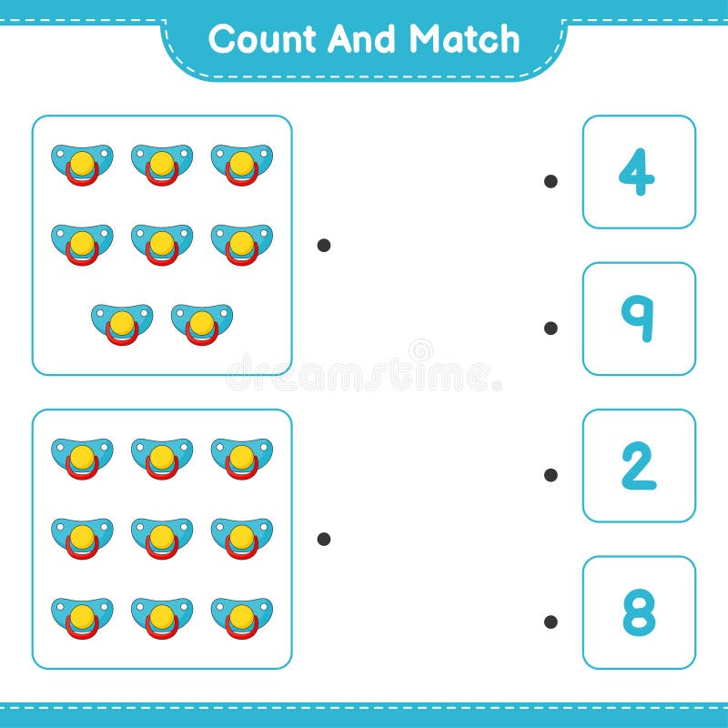 Count and Match, Count the Number of Pacifier and Match with the Right ...