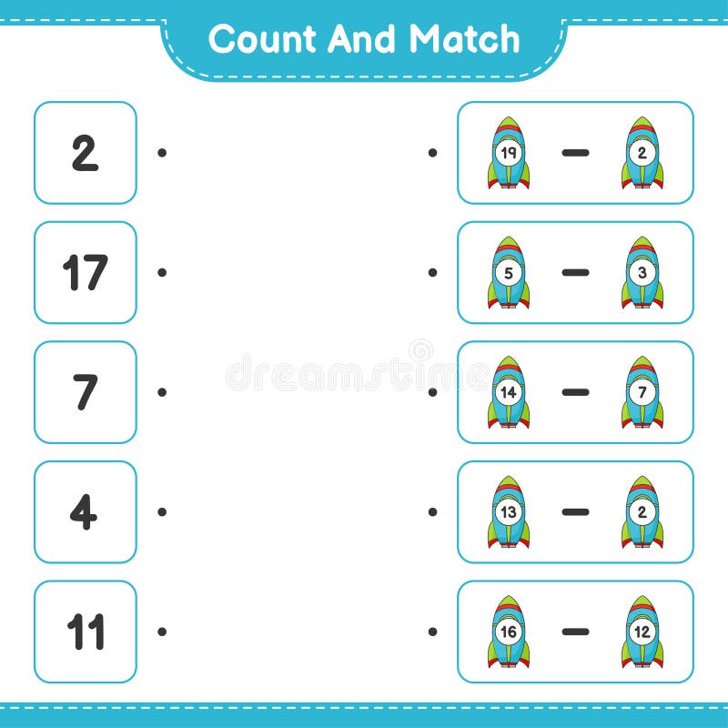 Count and Match, Count the Number of Rocket and Match with the Right ...