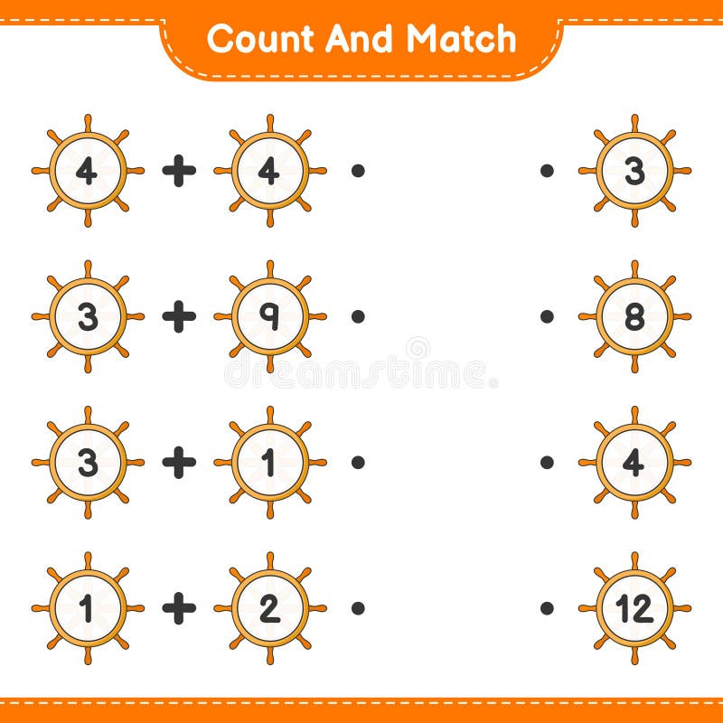 Count and Match, Count the Number of Ship Steering Wheel and Match with ...